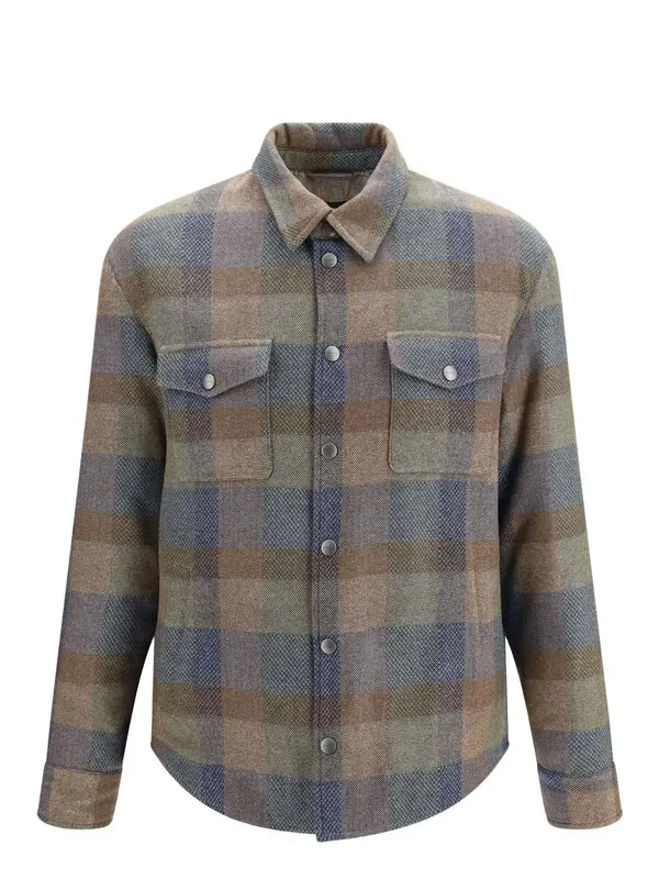 Etro Woo And Cashmere Check Shirt Mae - Multicolour