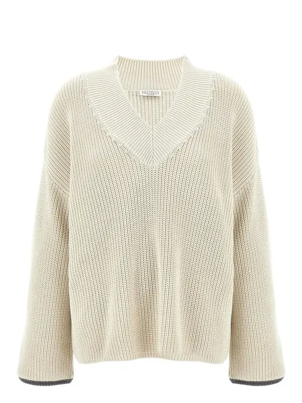 Brunello Cucinelli Monili Chain Detailed Knitted Jumper - Butter