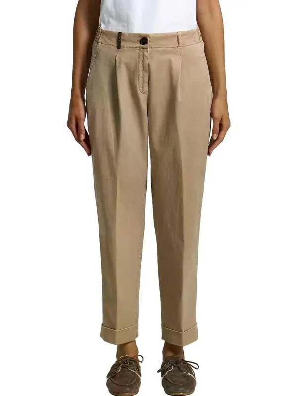 Peserico Pleated Turn-up Tapered Trousers - Neutrals