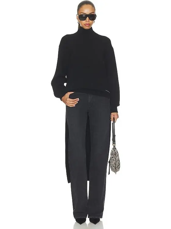 Alexander Wang Long Sleeve Turtleneck With High Low Hem - Black