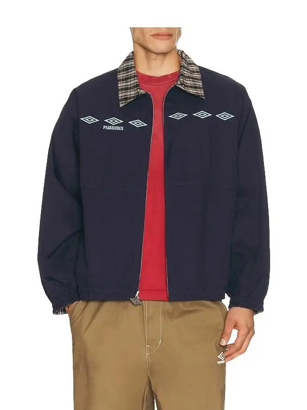 PLEASURES X Umbro Diamonds Reversible Blouson Jacket In Blue - Navy