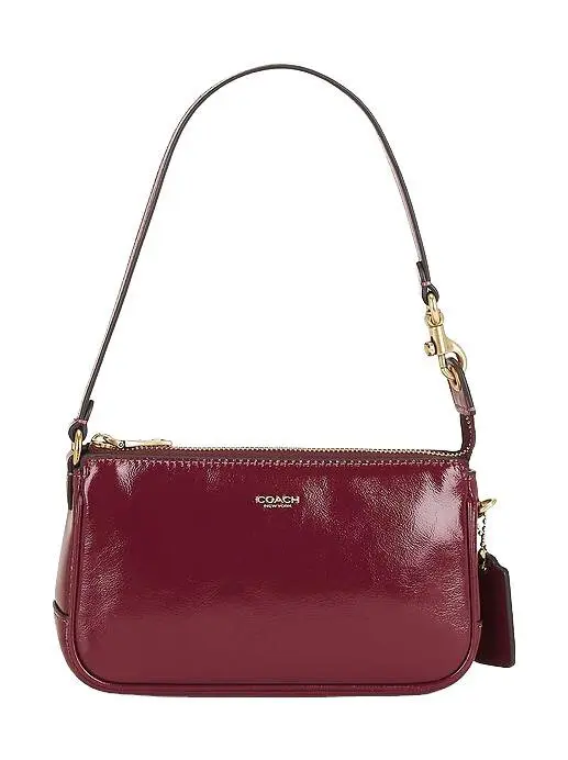 COACH Shiny Crinkle Leather Plaza Bag 18 In Burgundy - Dark Cherry