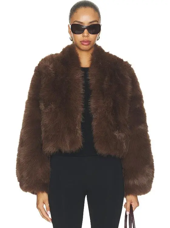 NONCHALANT LABEL Daphne Faux Fur Jacket - Brown