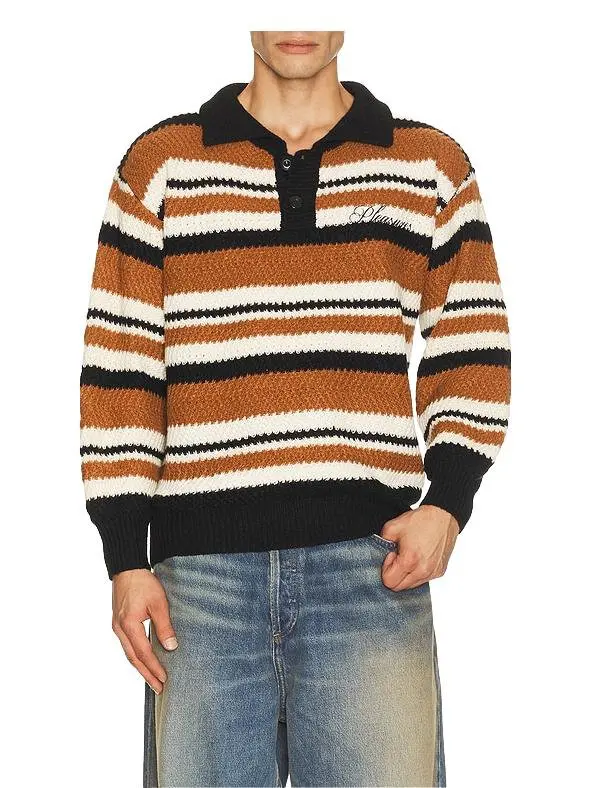 PLEASURES Cooper Polo Sweater - Brown