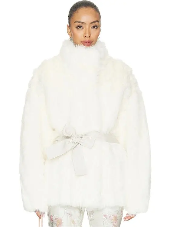 Source Unknown Ilaria Eco Fur Coat - Ivory