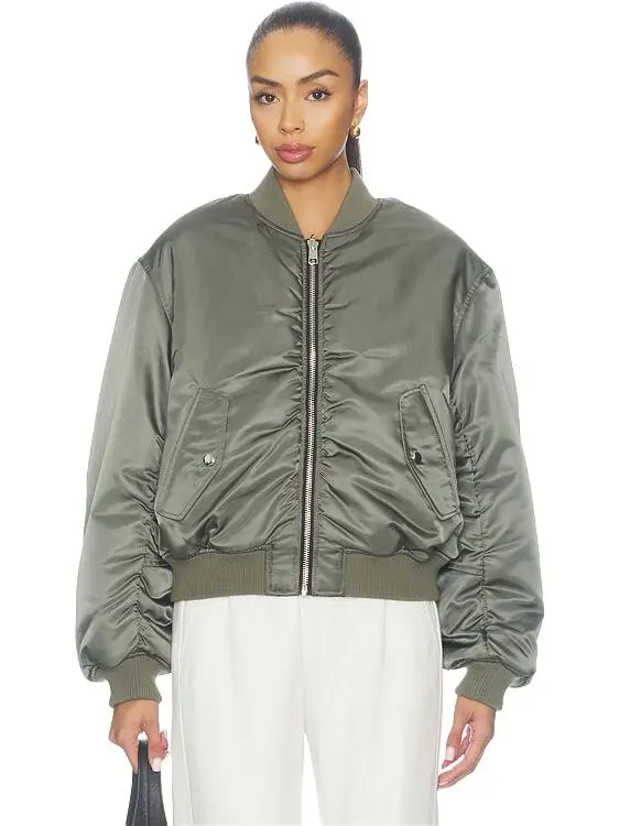 AGOLDE Frankie Reversible Bomber In Green - Fern