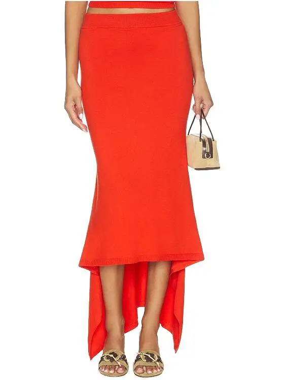 Monse Ribbed Knit Skirt In Red - Amaranth