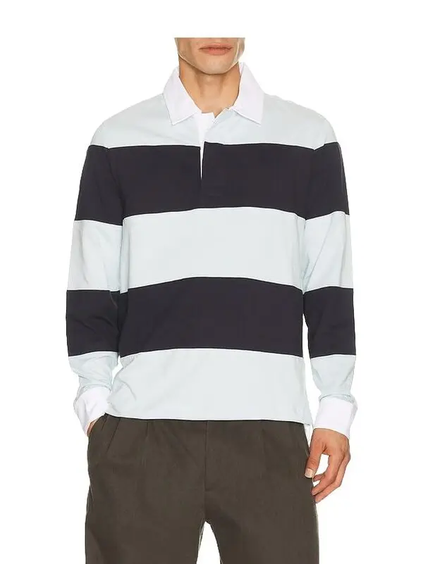 Rag & Bone Classic Stripe Rugby Shirt In Blue - Light Blue Multi