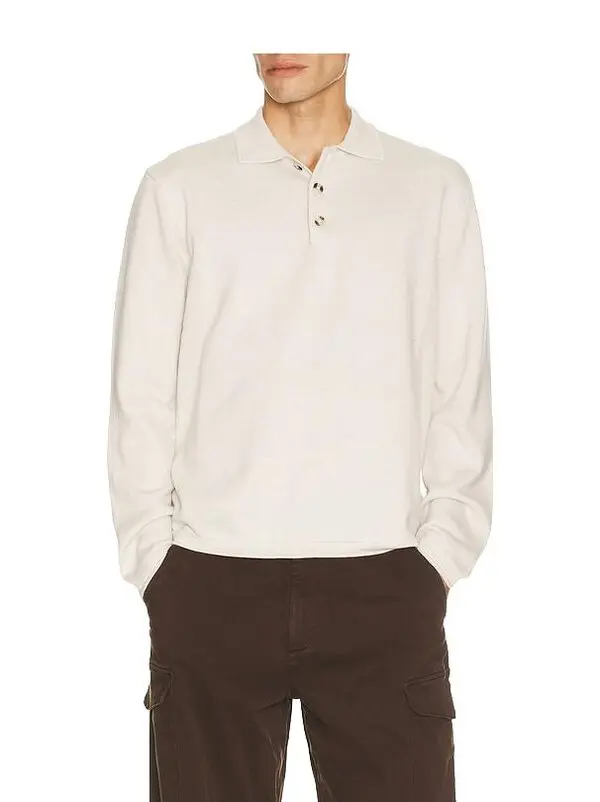 Joe's Jeans Merino Polo Sweater In White - Ancient Scroll