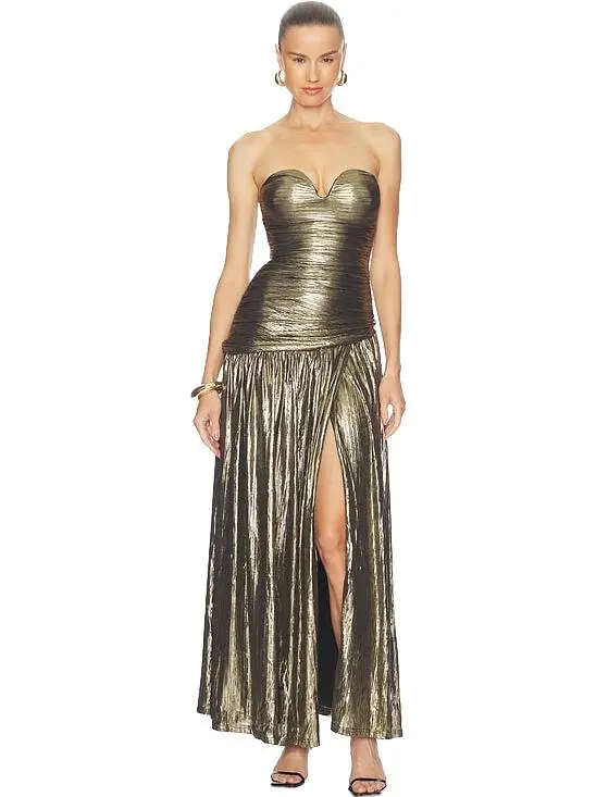 Delfi Riya Dress In Metallic Silver - Pewter