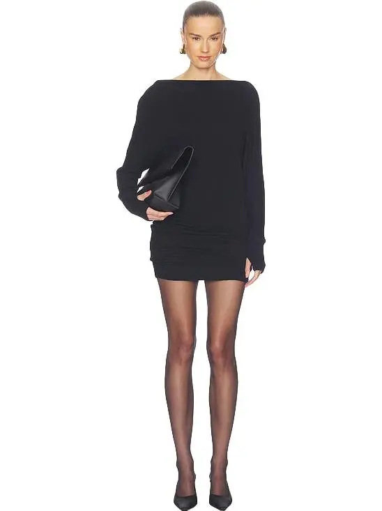 Enza Costa Cashmere Jersey Dolman Curve Dress - Black