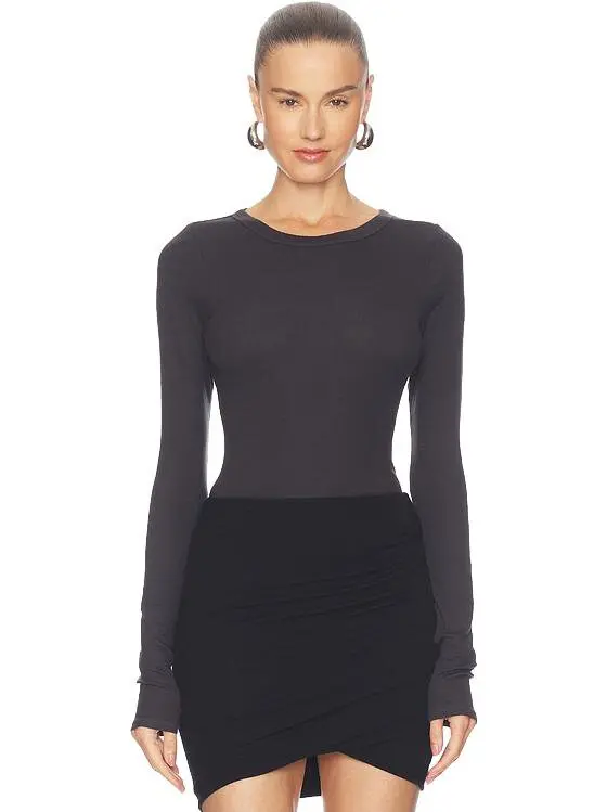 Enza Costa Silk Rib Essential Crew In Grey - Phantom