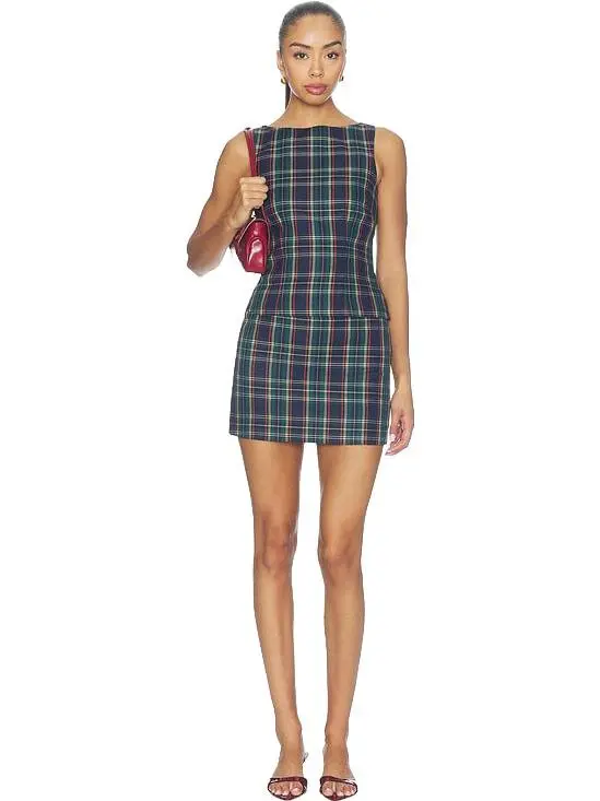 MORE TO COME Tabitha Mini Skirt Set In Multi - Plaid Multi