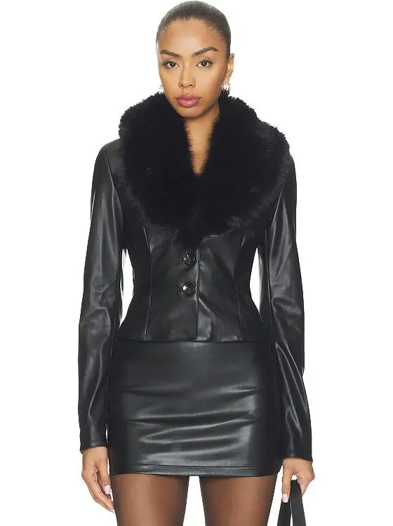 Superdown Madalynn Faux Leather Blazer - Black