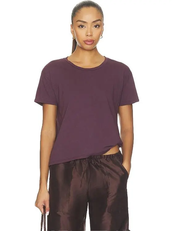 PERFECTWHITETEE Harley Cotton Short Sleeve Boxy Crew Tee In Burgundy - Cherry Lacquer