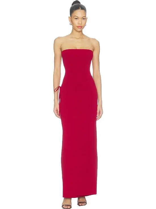 SNDYS. Mirina Knit Maxi Dress In Red - Deep Red