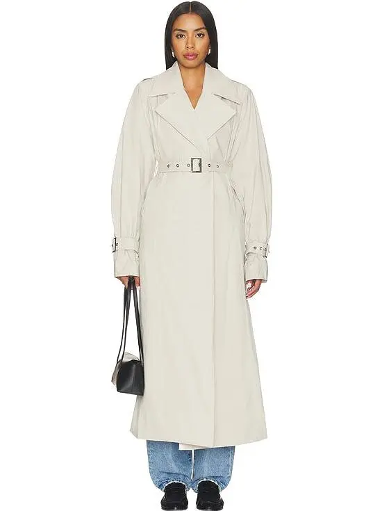 SNDYS. Searle Lightweight Trench Coat In Tan - Bone