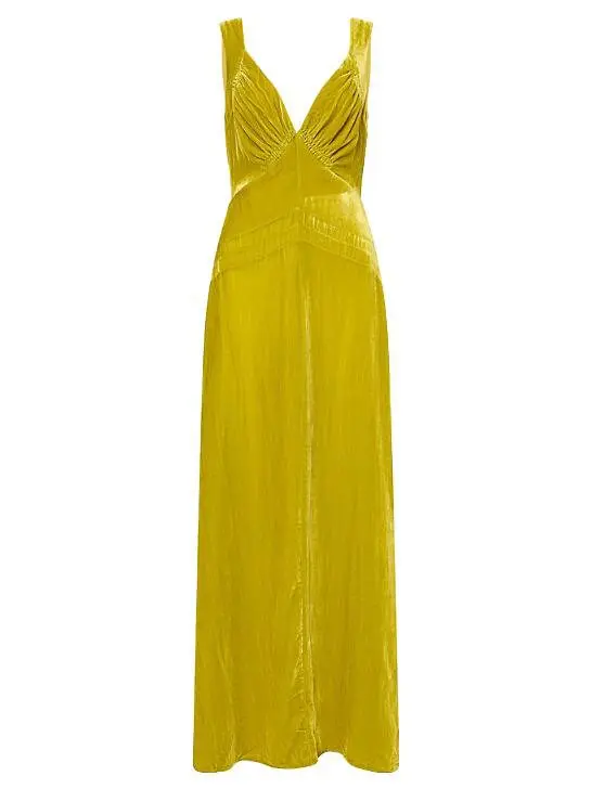 REFORMATION X Alexa Chung Legacy Velvet Gown - Chartreuse