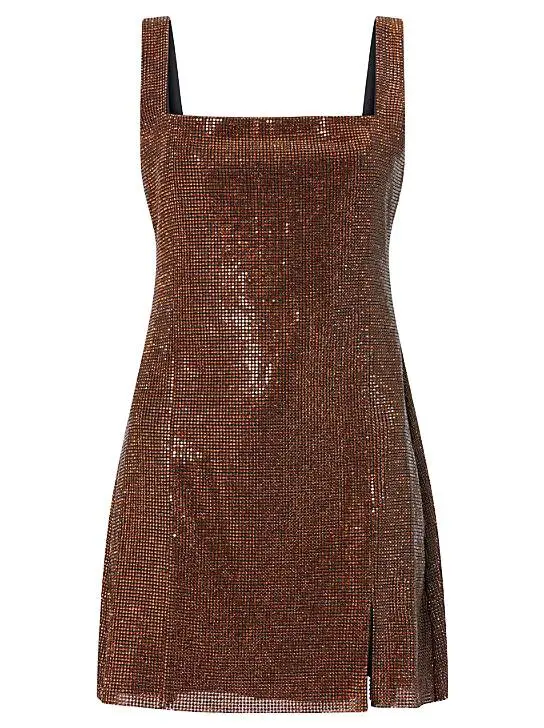 SELF-PORTRAIT Crystal Mini Dress - Bronze