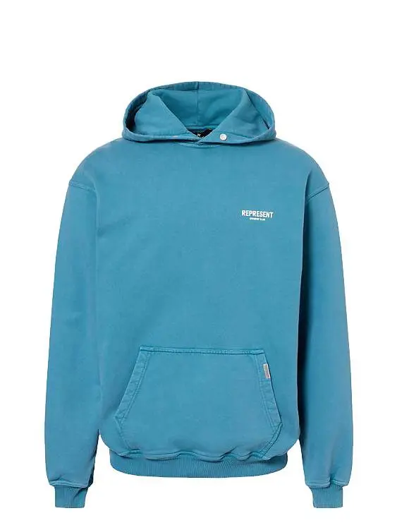 REPRESENT Owners Club Logo-print Cotton Hoody - Tide