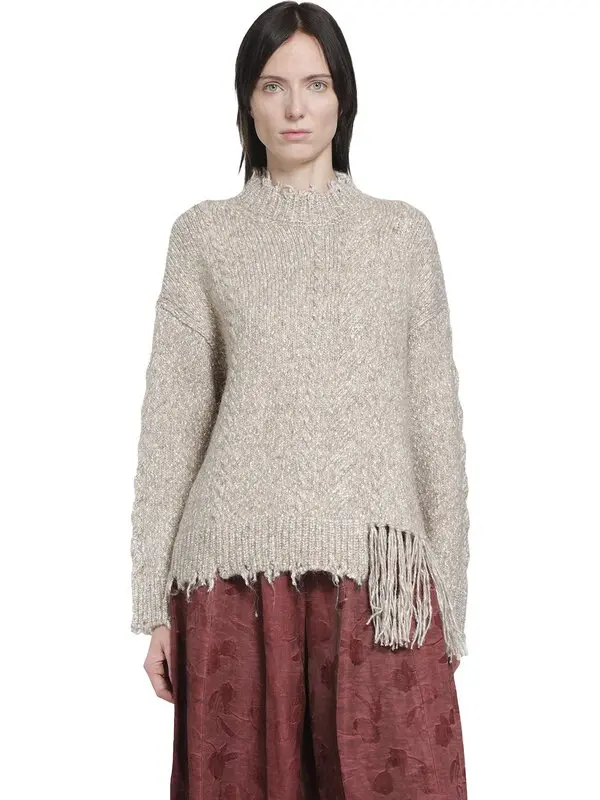 YA YI Mantra Fringe Sweater - Grey
