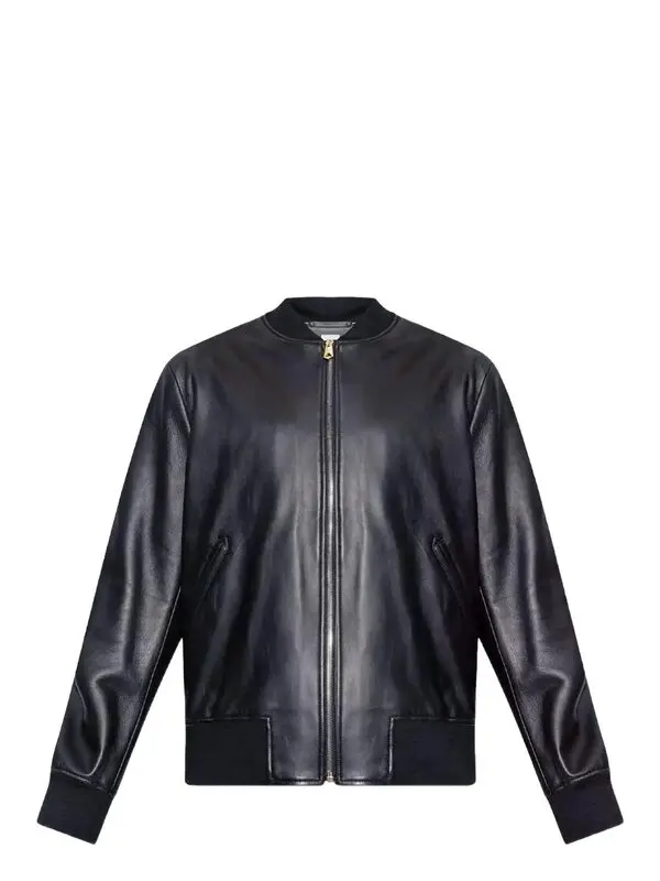 Paul Smith Zip-up Leather Bomber Jacket - Black