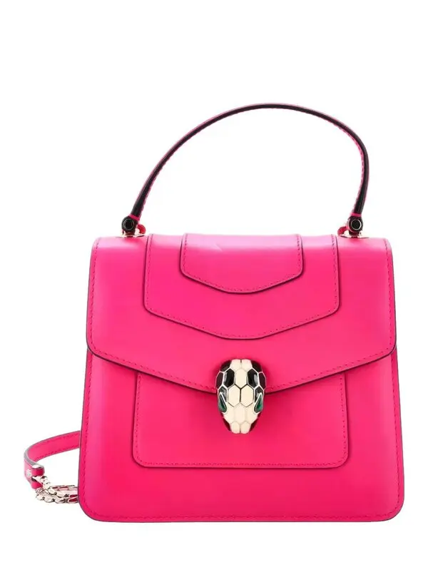 BVLGARI Serpenti Forever Top Handle Bag Leather Small Satchel - Pink