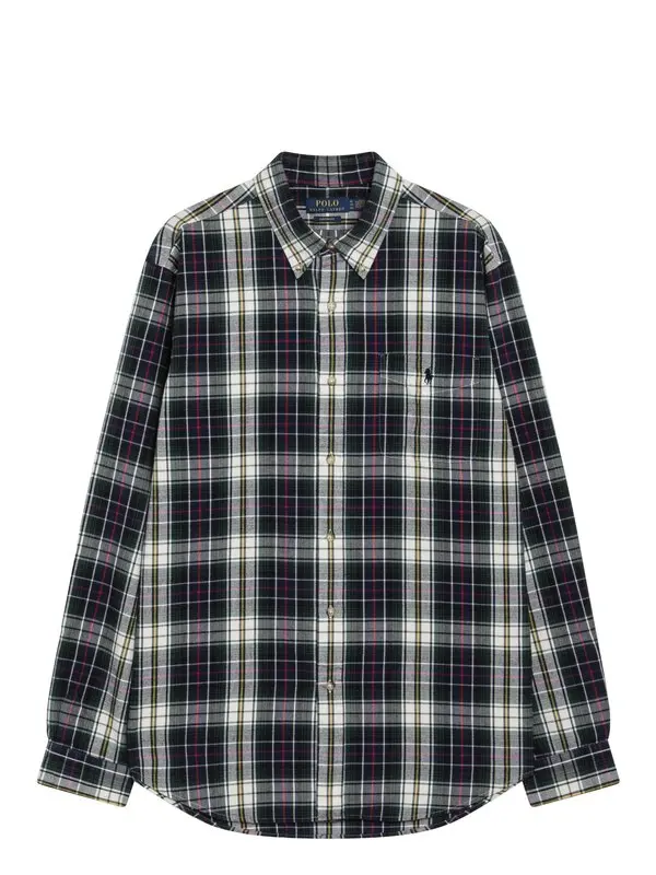 Polo Ralph Lauren Tartan Brushed Oxford Button-down Shirt With Embroidered Pony - Blue