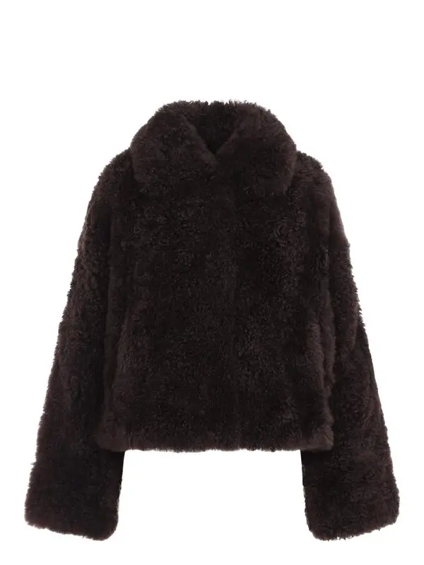 YVES SALOMON Lamb Shearling Fur Jacket - Brown