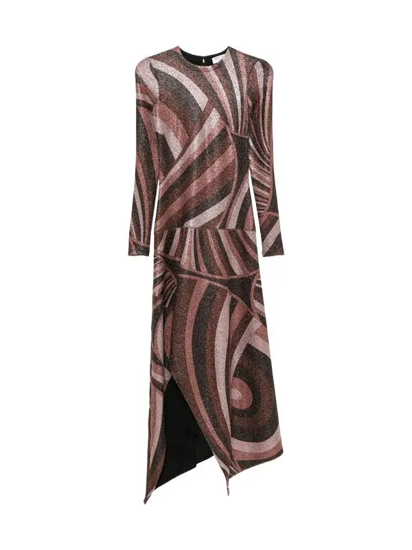 Emilio Pucci Abito In Jersey Lurex In Stampa Iride - Red