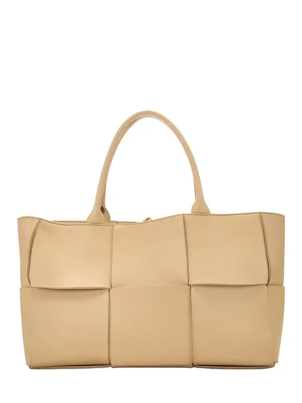 Bottega Veneta Calfskin Maxi Intrecciato Arco Tote - Beige