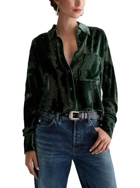 Ag Sawtelle Burnout Velvet Shirt - Pine