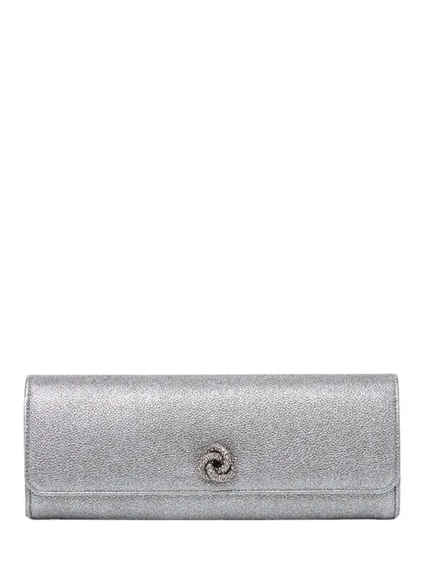 MICHELLE WILHITE Mini Robbie Metallic Flap Clutch - Silver