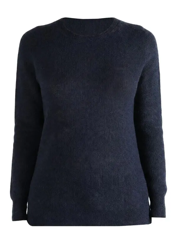 Auralee Suri Alpaca Sheer Knit Pullover 'navy - Tan