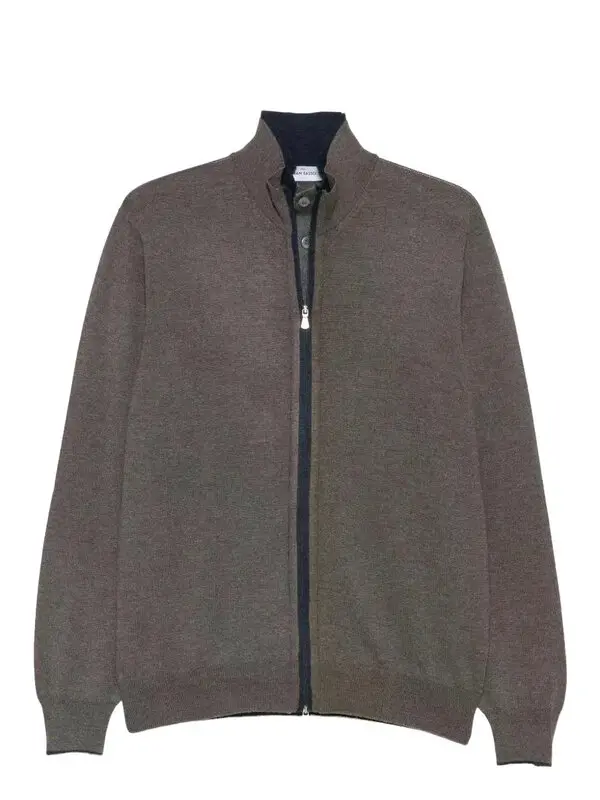GRAN SASSO Zip-up High-neck Cardigan - Brown