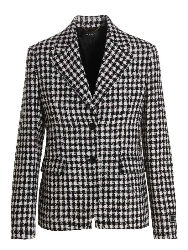 Versace Tweed Wool Blazer Jacket - Multicolor