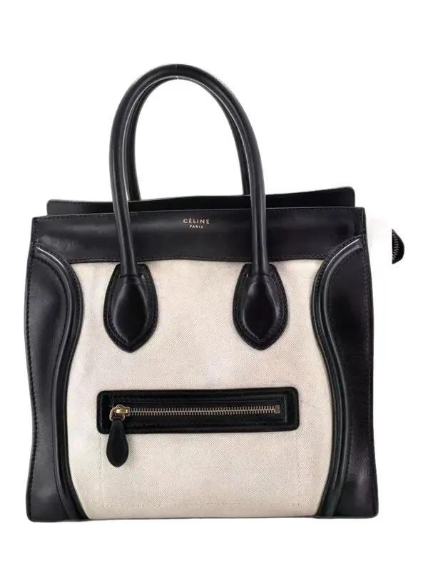 Celine Luggage Bag Canvas And Leather Mini Satchel - Neutrals