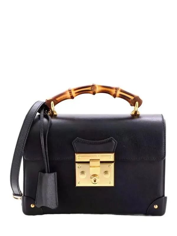 Gucci Padlock Bamboo Leather Small Shoulder Bag - Black
