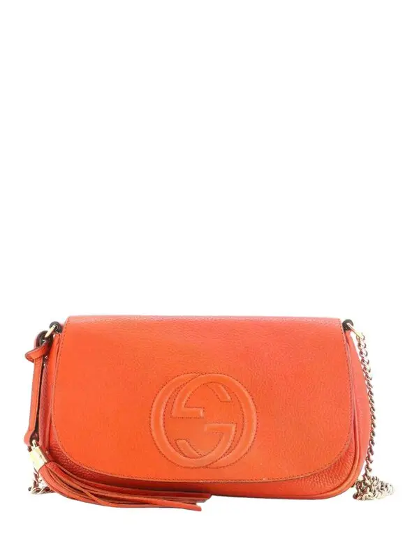 Gucci Soho Chain Leather Medium Crossbody Bag - Orange
