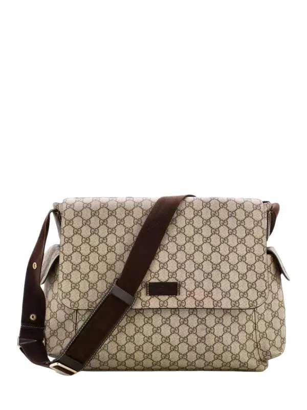 Gucci Diaper Bag Gg Coated Canvas Crossbody Bag - Brown
