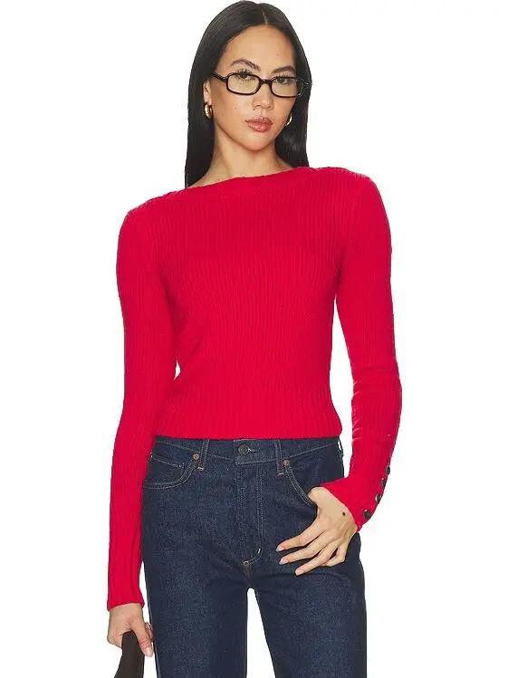 Free People Mila Pullover In Red - Salsa