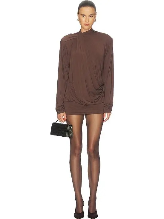 ENTIRE STUDIOS Dalters Mini Dress In Brown - Java