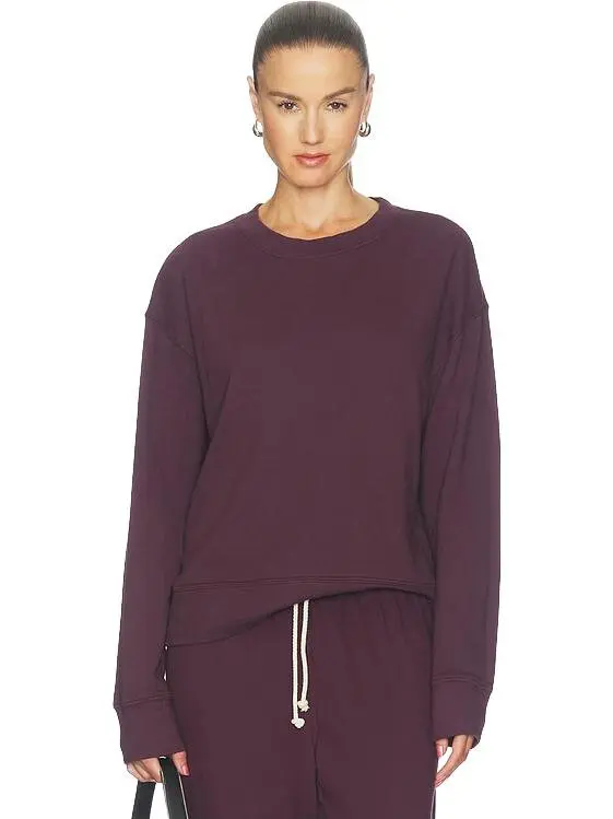 PERFECTWHITETEE Tyler French Terry Pullover Sweatshirt In Burgundy - Cherry Lacquer