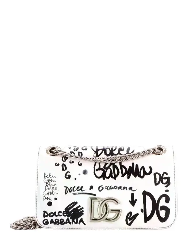 Dolce & Gabbana 3.5 Flap Chain Graffiti Printed Leather Shoulder Bag - Multicolour