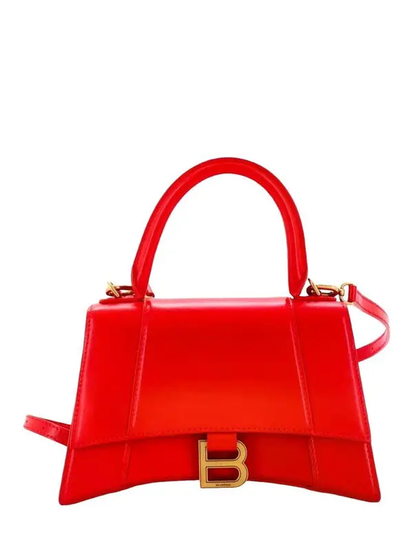 Balenciaga Hourglass Top Handle Bag Leather Small Satchel - Red