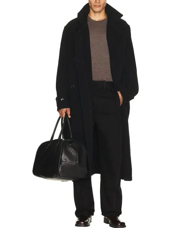LEMAIRE Double Wool Wrap Coat - Black