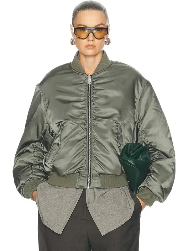 AGOLDE Frankie Reversible Bomber In Green - Fern