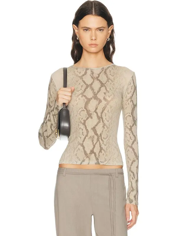 GRLFRND X Sophia Kelly Sheer Crew Neck Tee In Multi - Python
