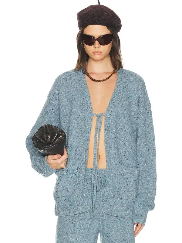 HELSA Paxton Fleck Cardigan In Blue - Denim Multi