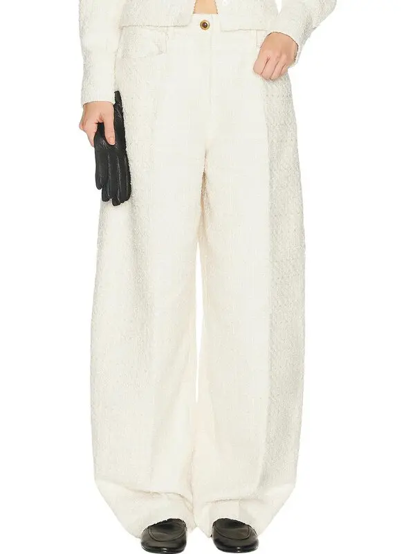 HELSA Tweed Barrel Pant - Cream